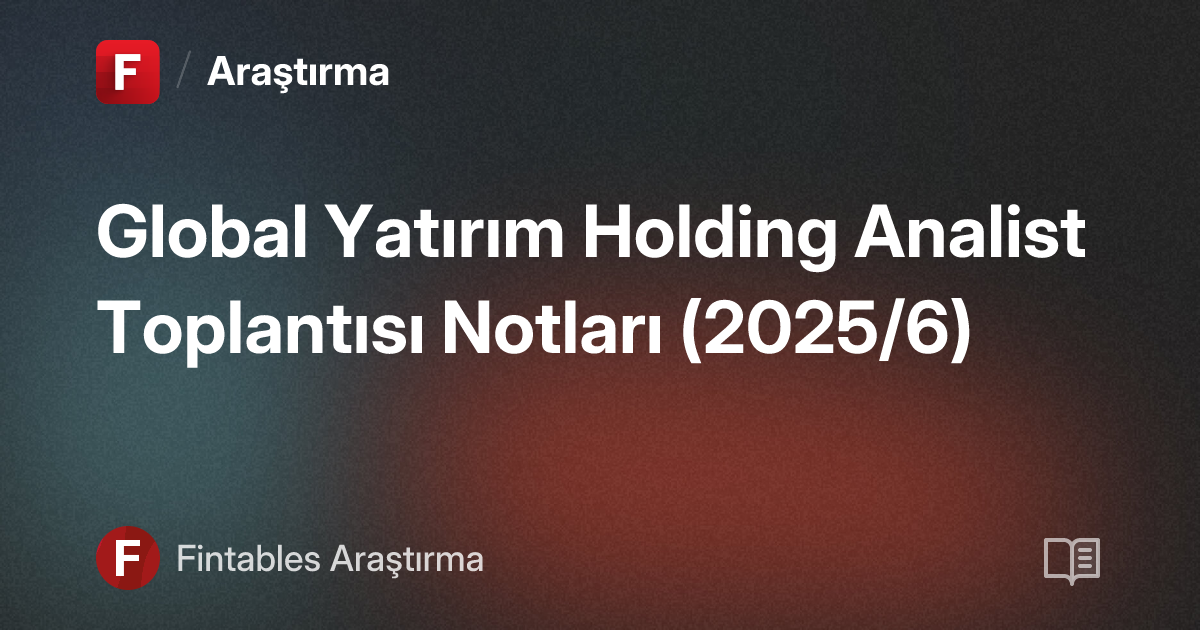 Global Yatırım Holding Analist Toplantısı Notları (2025/6)