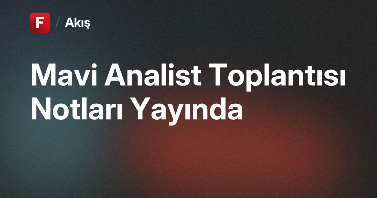 Mavi Analist Toplantısı Notları Yayında | Borsa Haber Akışı
